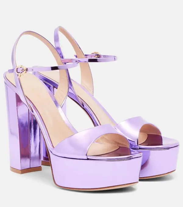 GIANVITO ROSSI Marlena 125 Leather Platform Sandals - Purple