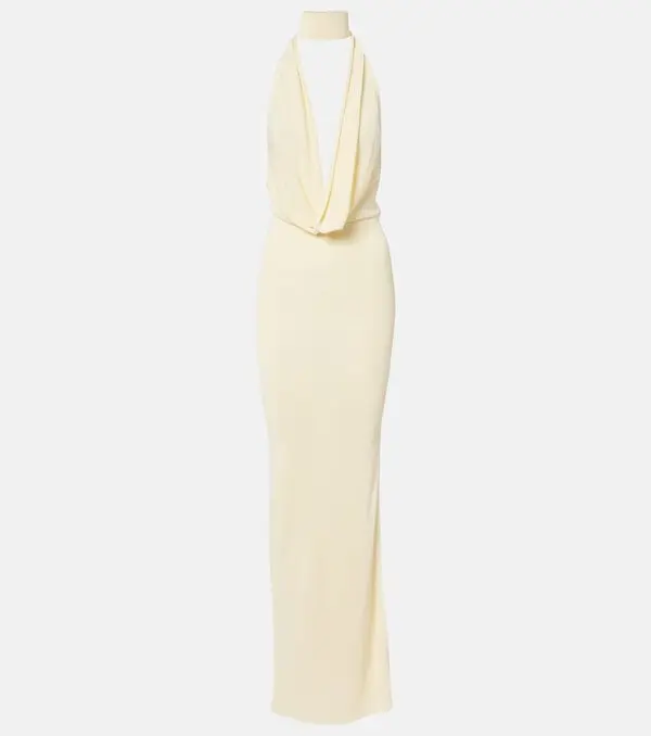 AYA MUSE Draped Jersey Gown - Beige