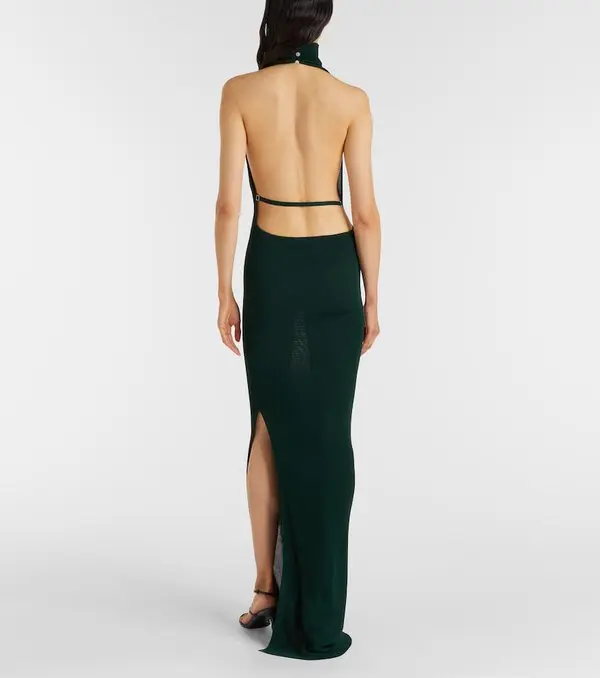 AYA MUSE Draped Jersey Gown - Green