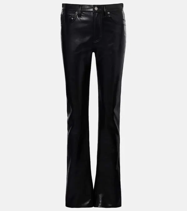 AGOLDE Mid-rise Bootcut Leather-blend Trousers - Black