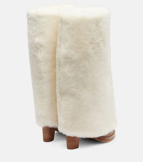 YVES SALOMON Shearling And Suede Knee-high Boots