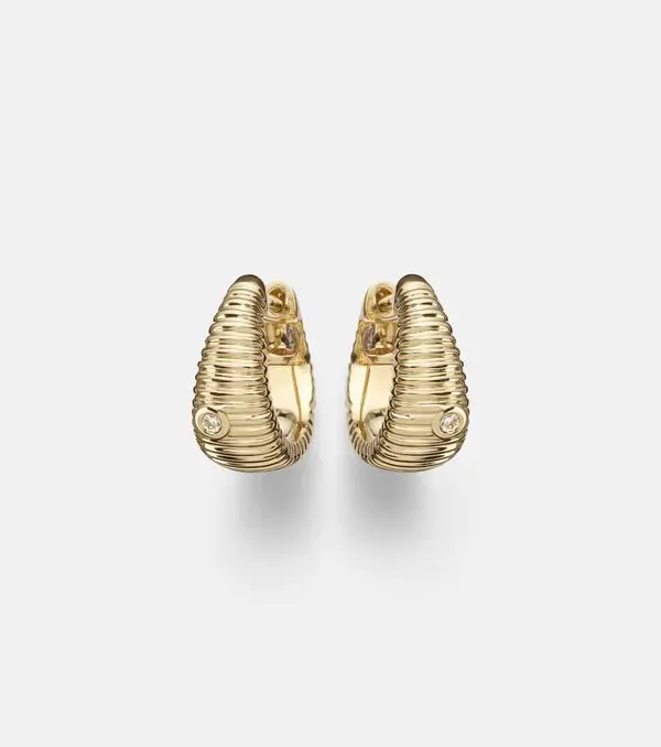 Yvonne Léon Berlingot Nano 9kt Diamond Hoop Earrings - Gold