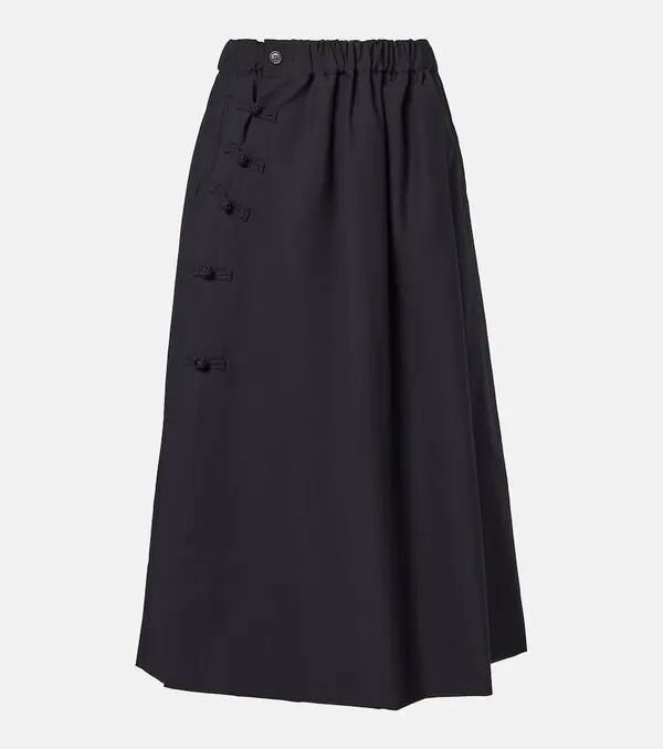 Noir Kei Ninomiya Wool Midi Skirt - Black