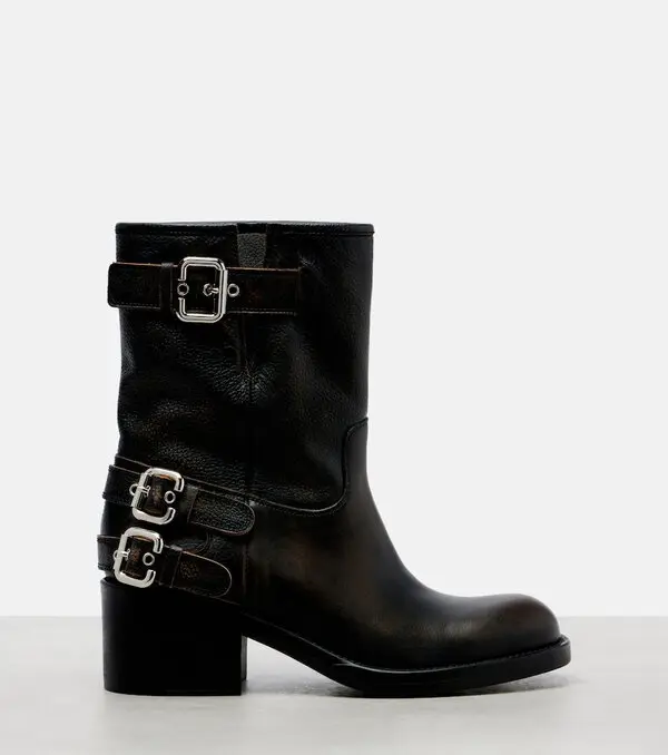 Chloé Dakota 60 Leather Biker Boots - Black