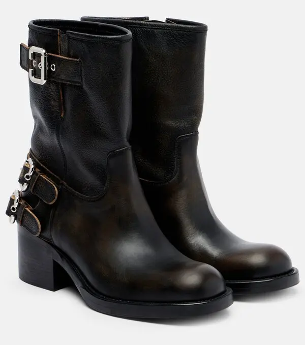 Chloé Dakota Leather Biker Boots - Black