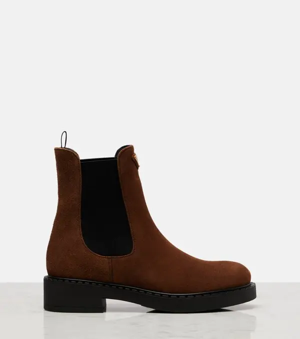 Prada Chocolate Suede Chelsea Boots