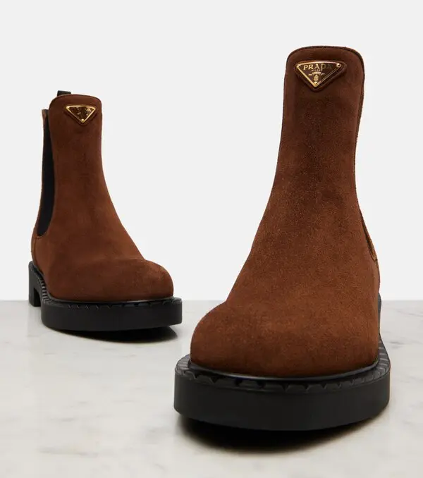 Prada Chocolate Suede Chelsea Boots