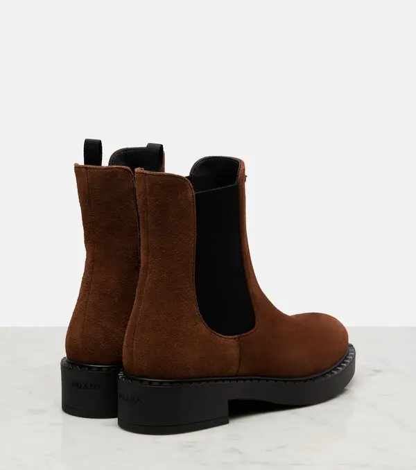 Prada Chocolate Suede Chelsea Boots