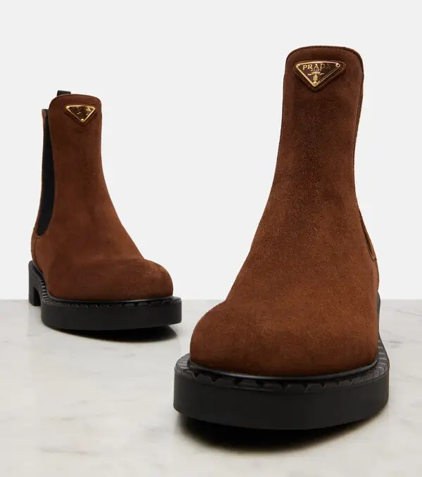 Prada Chocolate Suede Chelsea Boots