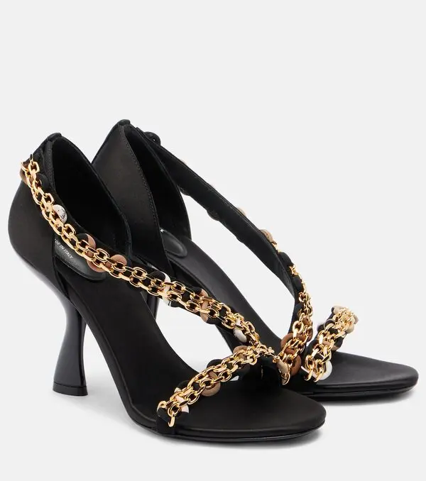 Emilio Pucci Chain-detail Satin Sandals - Black