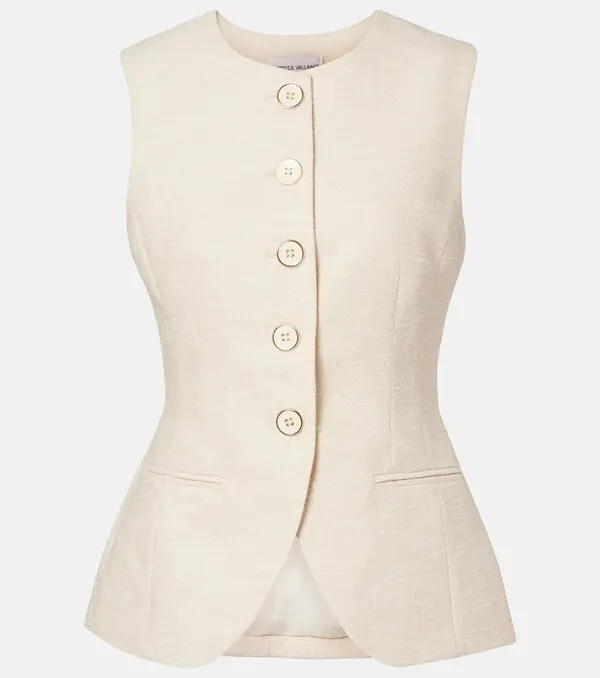 Rebecca Vallance Winnie Tweed Vest - Beige