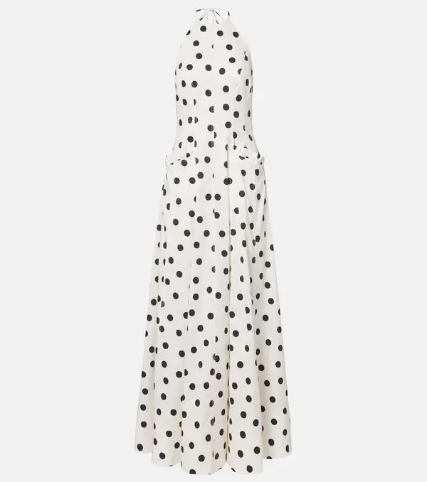 Rebecca Vallance Maisie Polka-dot Cotton-blend Maxi Dress - White