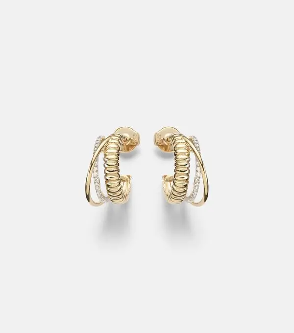 Yvonne Léon Un Deux Trois Lisse Hoop Earrings With Diamonds - Silver