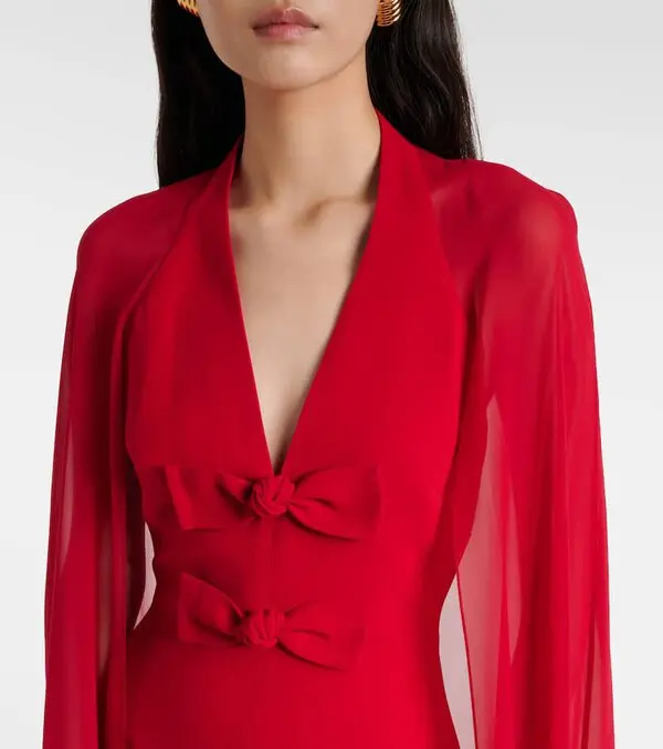 Elie Saab Bow-detail Caped Gown