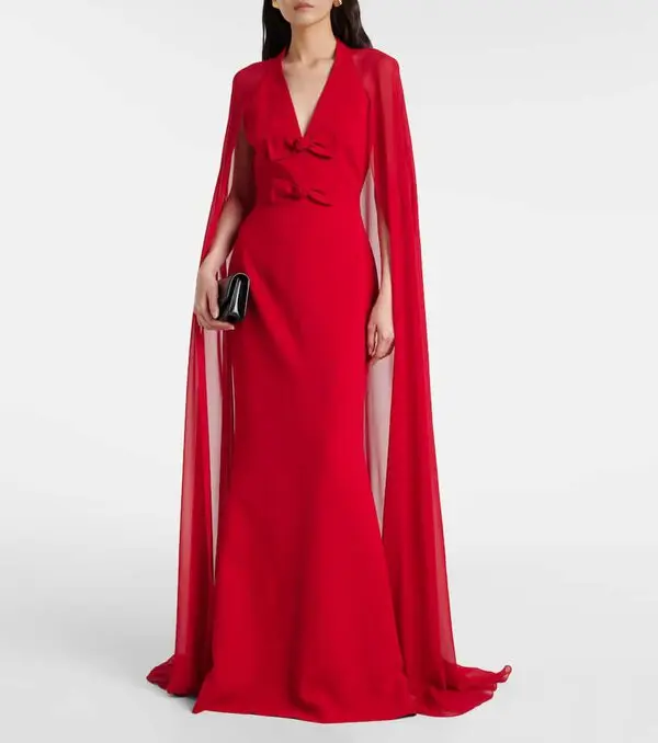 Elie Saab Bow-detail Caped Gown