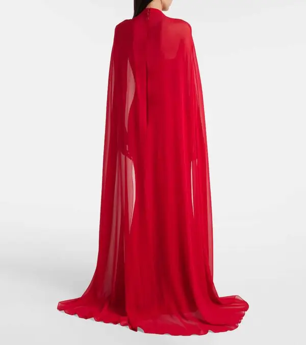 Elie Saab Bow-detail Caped Gown
