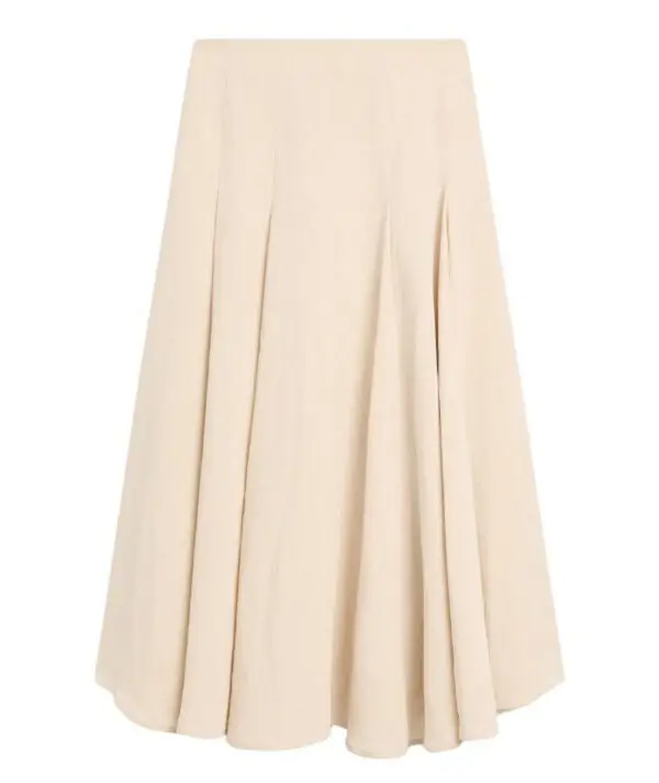 Massimo Dutti Flared Linen-blend Midi Skirt