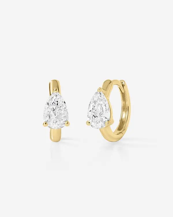 Ring Concierge Solitaire Pear Lab Diamond Huggie Earrings - One-color