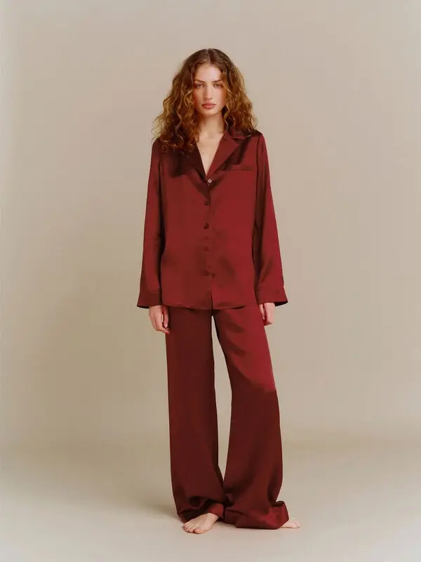 REFORMATION Ella Silk Pajama Set - Chianti