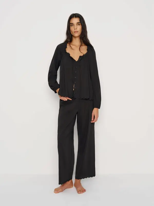 REFORMATION Paloma Pajama Set Lace - Black
