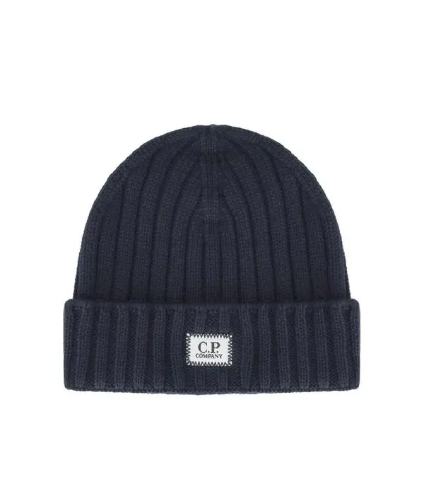 C.P. COMPANY Ribbed Wool Beanie - Blue