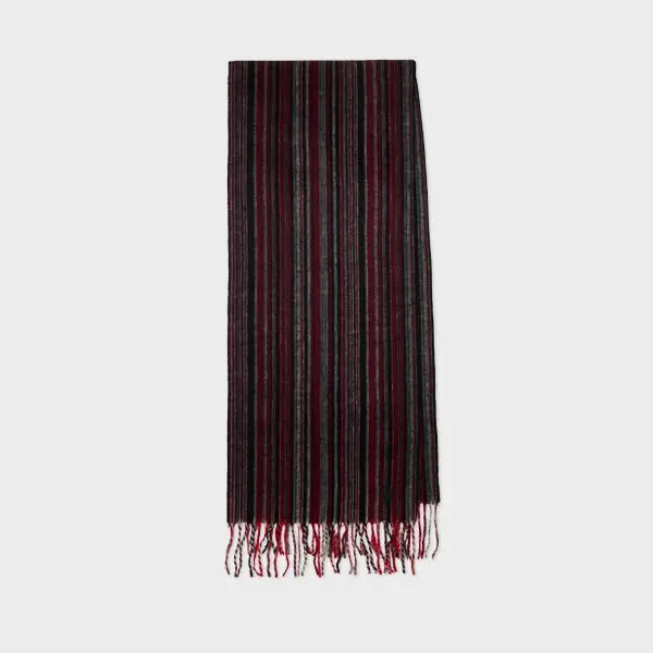 Paul Smith For Manchester United 'signature Stripe Lambswool-blend Scarf - Red
