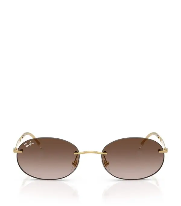Ray-ban 0rb3707 Metal Oval Sunglasses - Gold