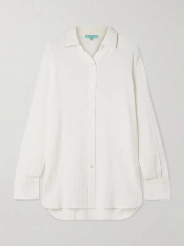 Melissa Odabash Leona Crinkled-cotton Shirt - Neutrals