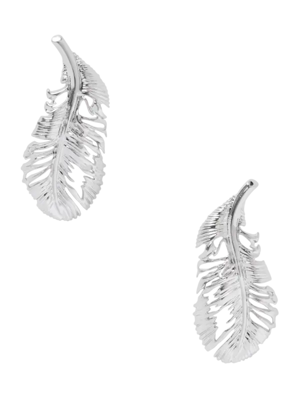 Oscar De La Renta Feather Earrings - Silver
