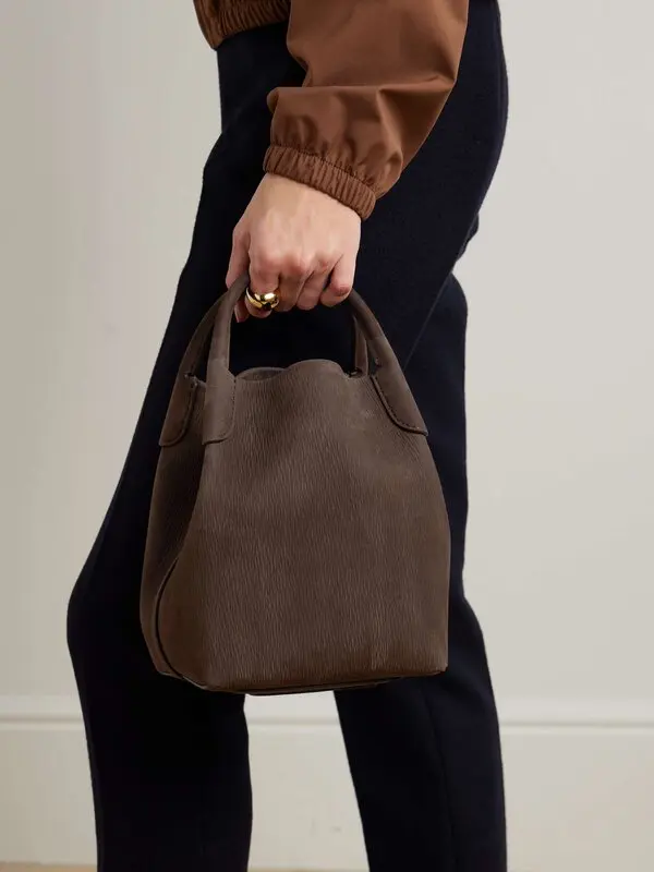 Loro Piana Bale Small Textured-suede Shoulder Bag - Chocolate
