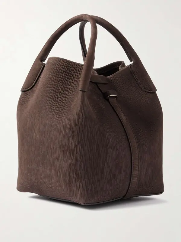 Loro Piana Bale Small Textured-suede Shoulder Bag - Chocolate