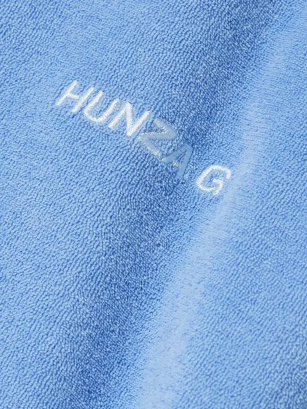 Hunza G Embroidered Cotton-terry Polo Shirt - Blue