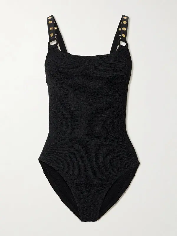 Hunza G Melody Eyelet-embellished Swimsuit - Black