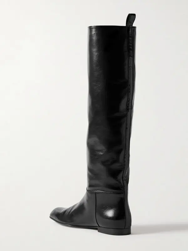 Khaite Colt Glossed-leather Knee High Boots - Black
