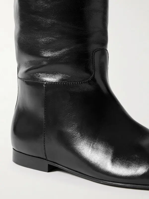 Khaite Colt Glossed-leather Knee High Boots - Black