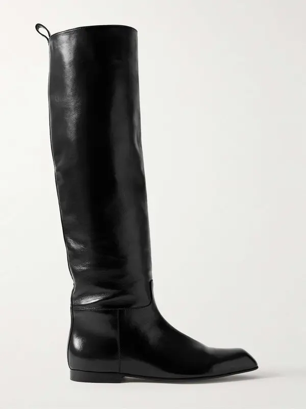 Khaite Colt Glossed-leather Knee High Boots - Black