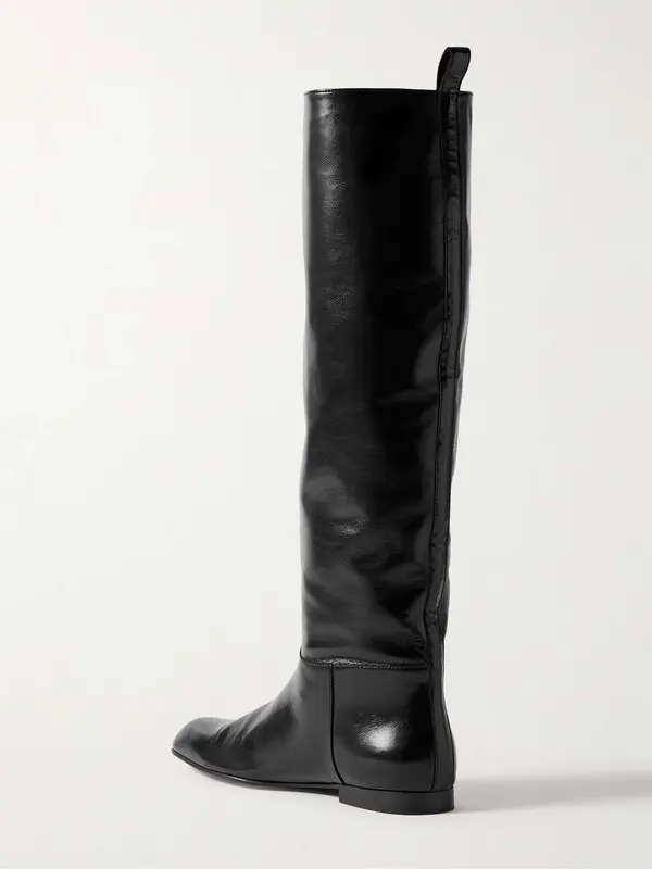 Khaite Colt Glossed-leather Knee High Boots - Black