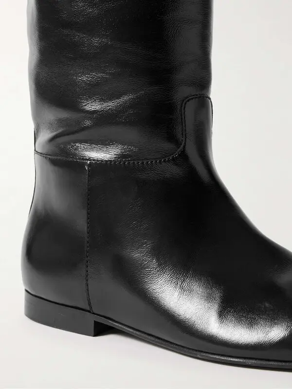 Khaite Colt Glossed-leather Knee High Boots - Black