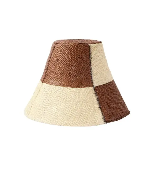 Johanna Ortiz Artesano Heaven And Earth Checked Straw Bucket Hat - Brown