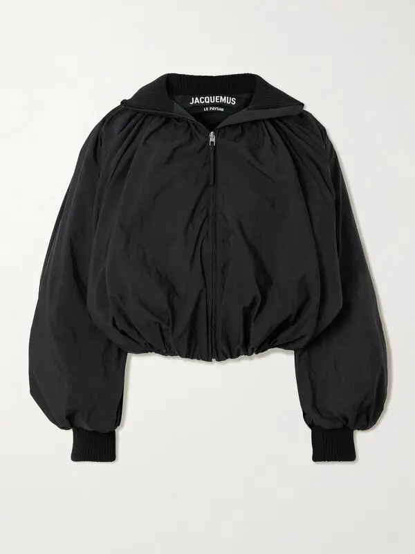 Jacquemus The Pallone Gathered Shell Bomber Jacket In Black - 30
