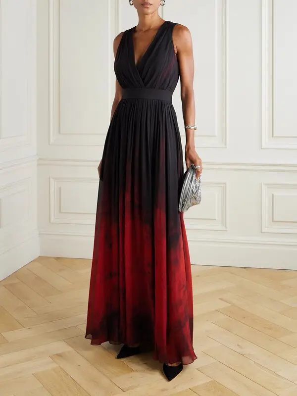 Elie Saab Pleated Dégradé Chiffon Gown