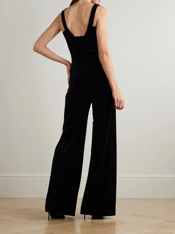 Galvan Vesper Satin-trimmed Velvet Jumpsuit