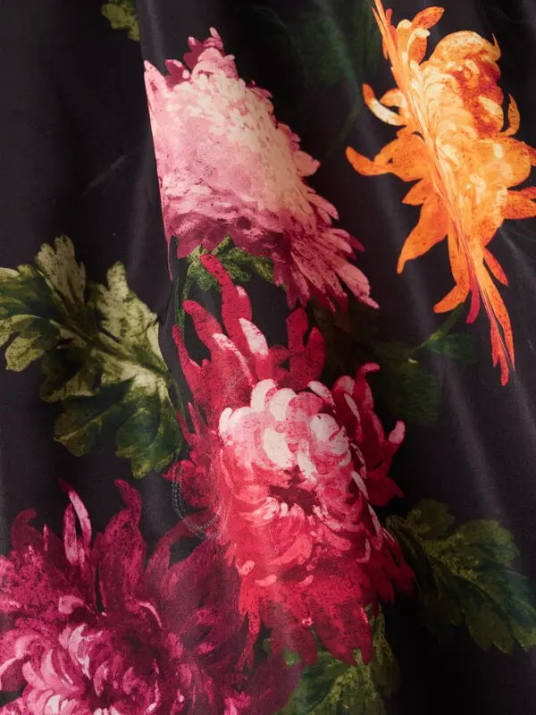 Carolina Herrera Pleated Floral-print Faille Maxi Skirt
