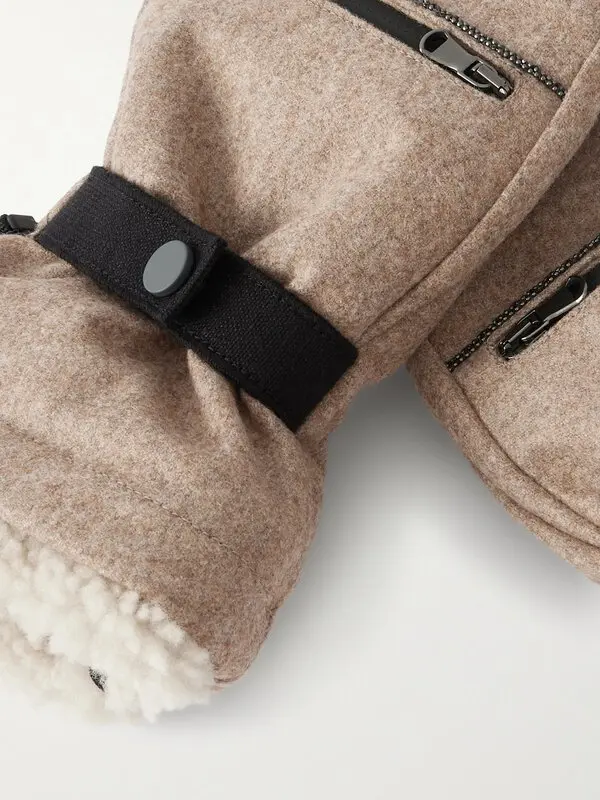 Brunello Cucinelli Shearling-lined Wool Gloves - Neutrals
