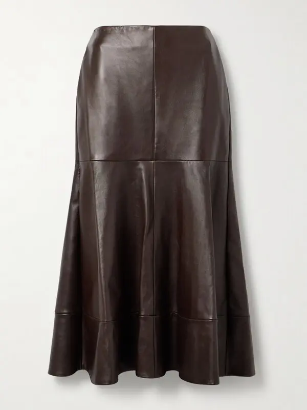 Brandon Maxwell The Preston Paneled Leather Midi Skirt