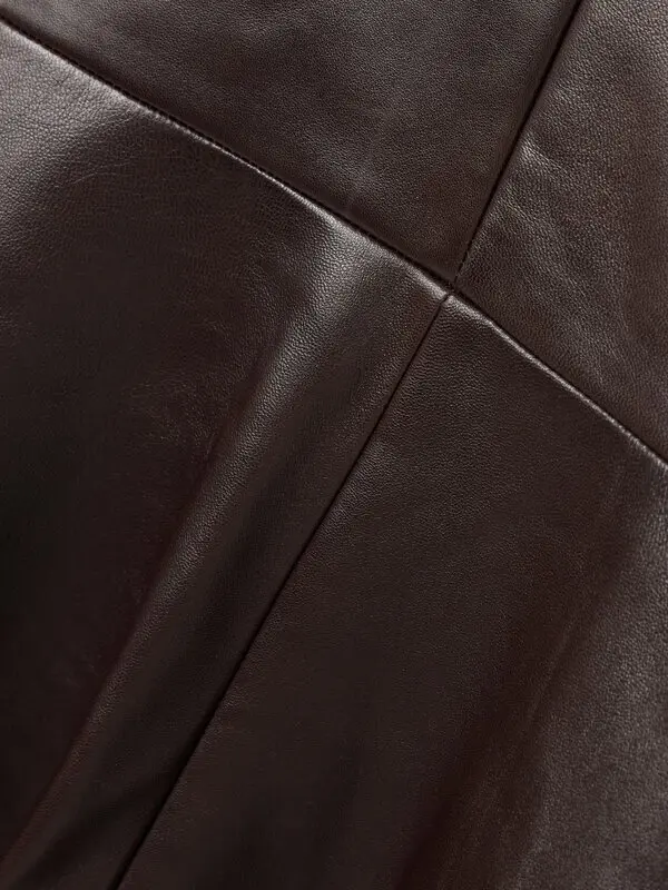 Brandon Maxwell The Preston Paneled Leather Midi Skirt