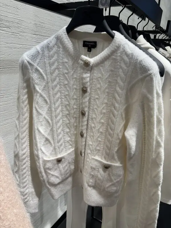 Chanel Cableneck Button Cardigan
