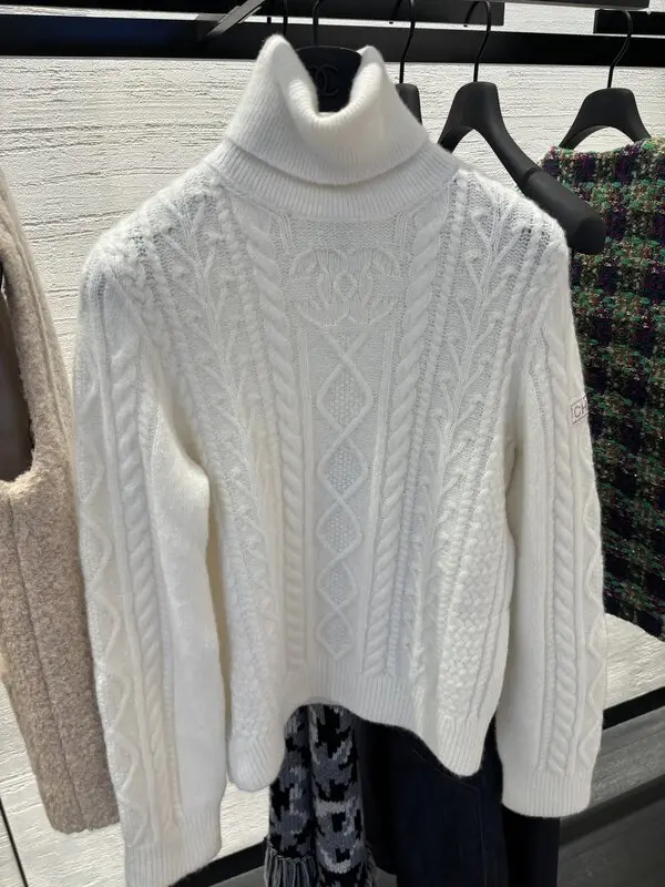 Chanel Cable Knit Turtleneck Sweater