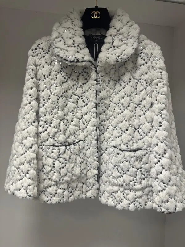 Chanel Faux Shearling Jacket - White
