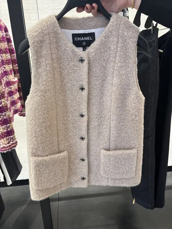 Chanel Alpaca Button Vest - Beige